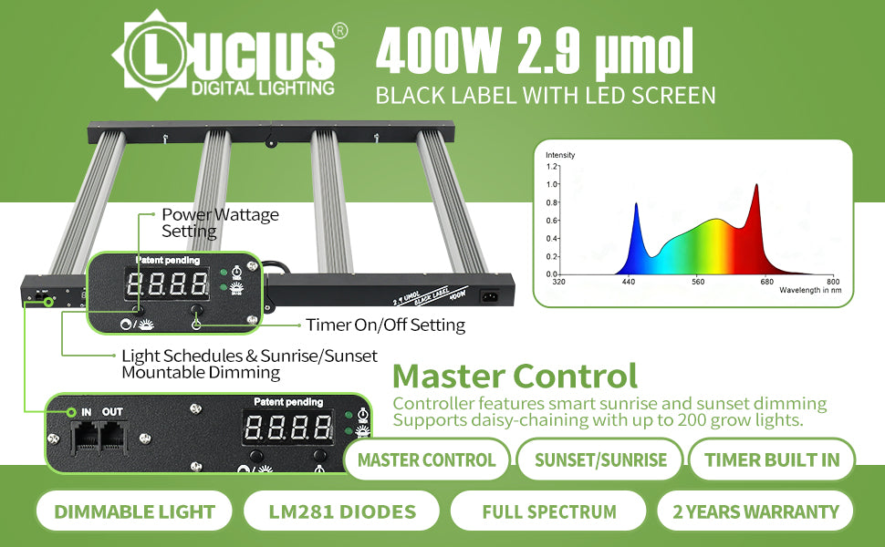 400W Samsung LM281B LED Grow Light | Lucius Black Label – Plant Living