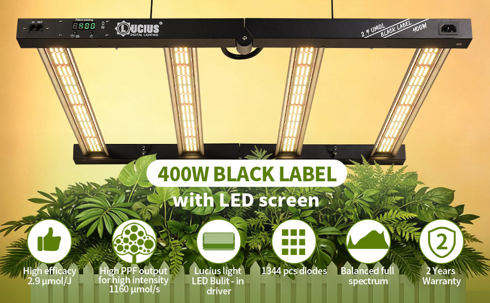 400W Samsung LM281B LED Grow Light | Lucius Black Label – Plant Living